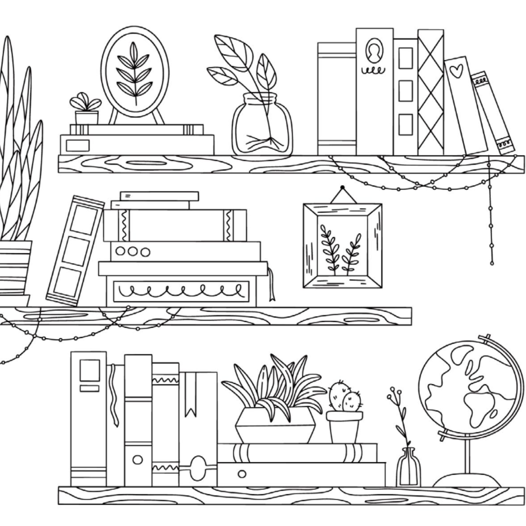 Shelves Coloring Page – Castle Arts