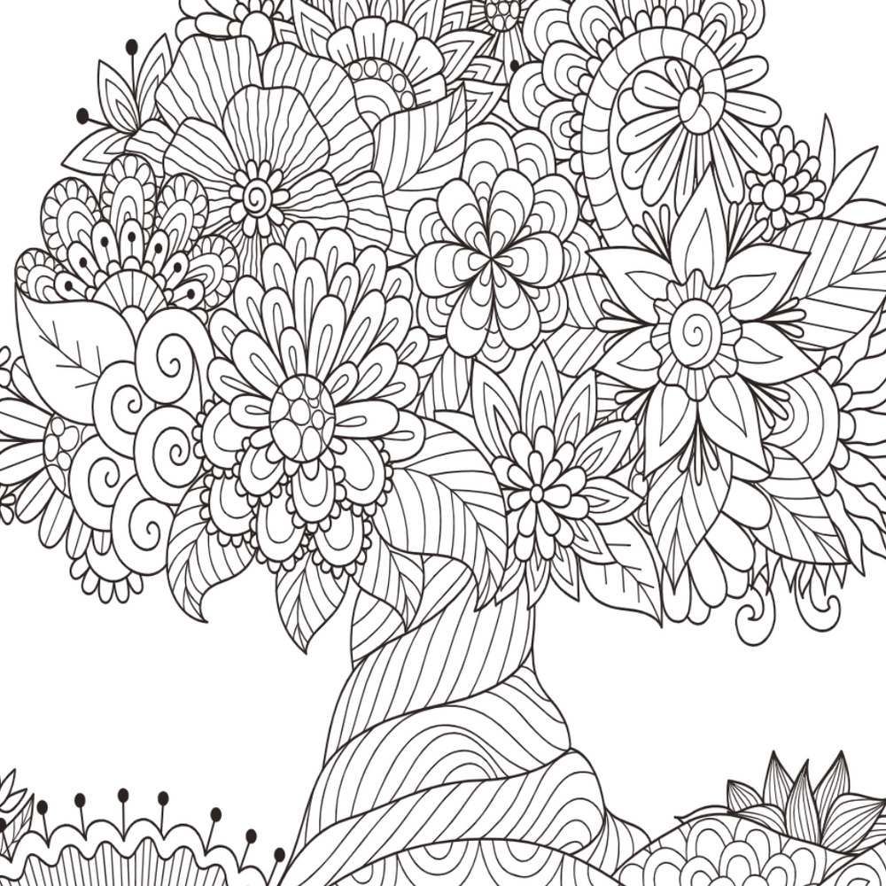 Flower Tree Colouring Page – Castle Arts