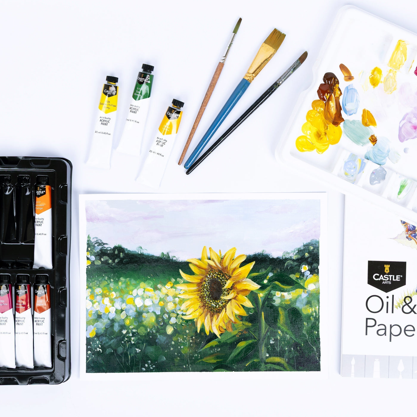 Acrylic Paint Tutorial: How to Paint Sunflowers | Castle Arts