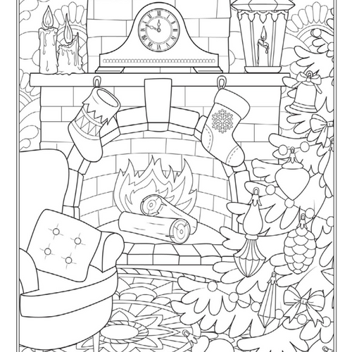 Christmas Interior Colouring Page – Castle Arts
