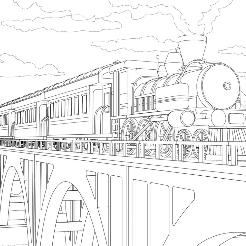Steam Train Colouring Page – Castle Arts