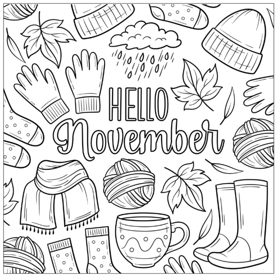 Hello November Coloring Page – Castle Arts
