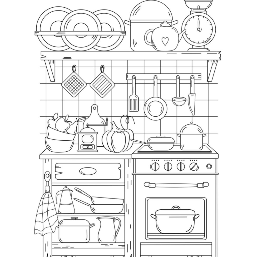 Home Kitchen Coloring Page – Castle Arts
